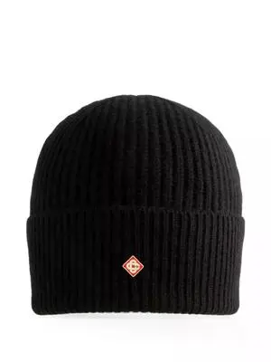 Casablanca Logo-patch Ribbed-knit Beanie Hat