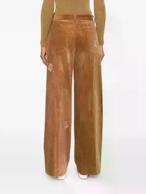 FORTE_FORTE Floral-embroidered Corduroy Trousers