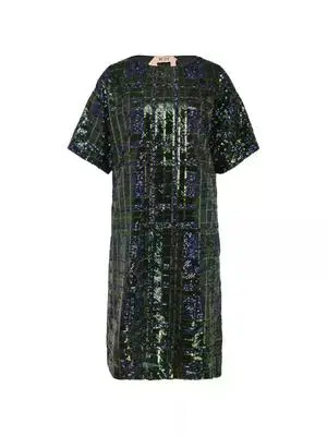 N°21 Sequin-embellished Checked Mini Dress