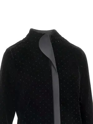 Emporio Armani Velvet Lurex Detail High Neck Shirt - Black