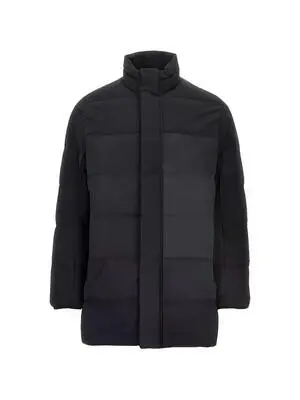 Emporio Armani Quilted High-neck Coat - Black