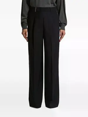Peserico Satin-trim Pleated Wide-leg Trousers
