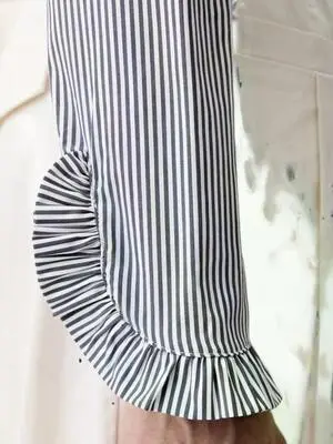 MOS MOSH Mmmattie Flip Striped Ruffle-cuff Shirt
