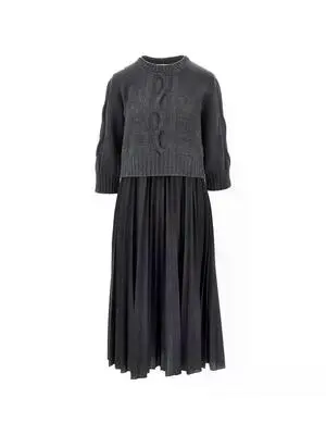 Max Mara Cable-knit Pleated Maxi Dress