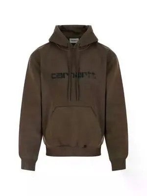Carhartt Work In Progress Logo-embroidered Kangaroo-pocket Hoodie - Brown