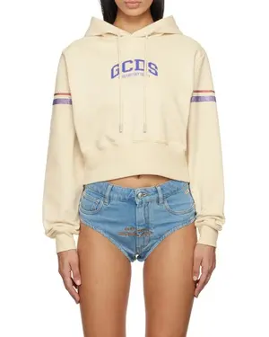 Gcds Crystal-embellished Cropped Hoodie