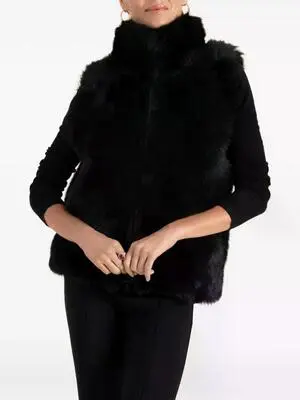 SUSAN BENDER Shearling Funnel-neck Gilet