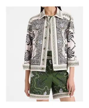 La DoubleJ Jj Denim Jacket With Patterned Print - Nude