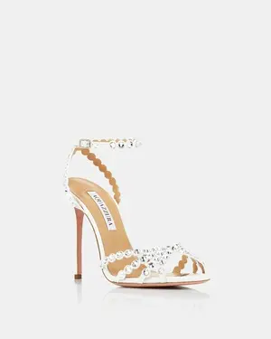 AQUAZZURA Tequila Crystal-embellished Stiletto Sandals - White