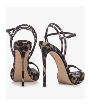 LE SILLA 13mm Gwen Goatskin Sandals With Animal Print