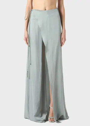 Blumarine High Waisted Wrap Detail Trousers - Gray