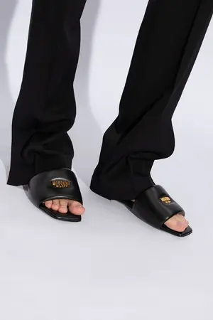 Moschino Padded Slip-on Sandals With Logo Plaque