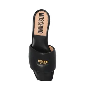 Moschino Padded Slip-on Sandals With Logo Plaque