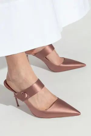 Paris Texas Pointed Toe Satin Mules