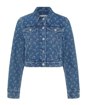 MARINE SERRE Moon- Laser-etched Water-resistant Short-sleeved Denim Jacket