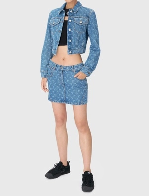 MARINE SERRE Moon- Laser-etched Water-resistant Short-sleeved Denim Jacket