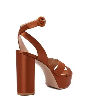 GIANVITO ROSSI Crossover Platform Block Heel Sandals - Brown