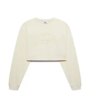 Gcds Logo Cropped Sweatshirt - Bone