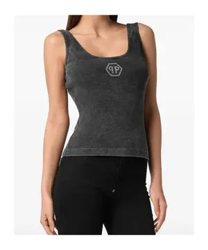 Philipp Plein Washed-effect Ribbed Tank Top