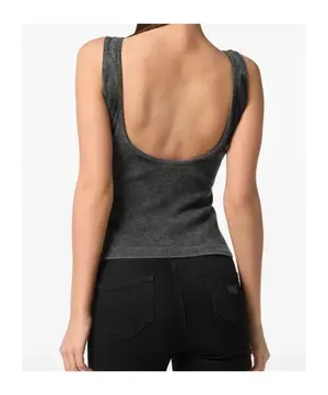Philipp Plein Washed-effect Ribbed Tank Top