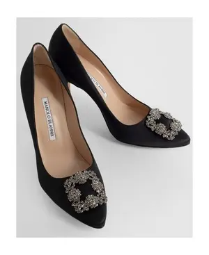 Manolo Blahnik Hangisi Embellished Satin Pumps