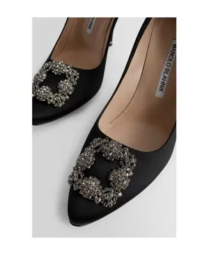 Manolo Blahnik Hangisi Embellished Satin Pumps