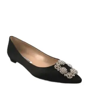 Manolo Blahnik Hangisi Embellished Satin Flats