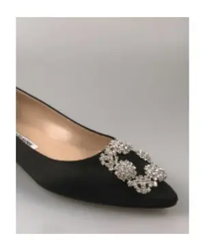 Manolo Blahnik Hangisi Embellished Satin Flats