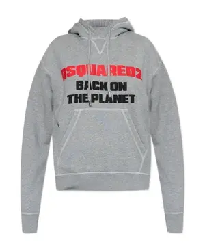 Dsquared2 Slogan-printed Drawstring Hoodie - Gray