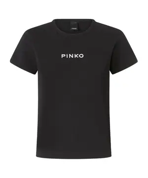 Pinko Intenso Logo Embroidered Short-sleeved T-shirt - Black