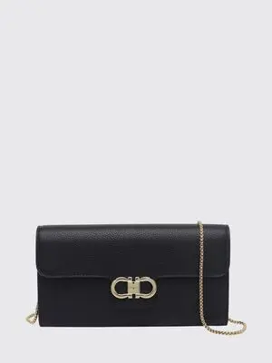 FERRAGAMO Gancini Grained Calf Leather Wallet On Chain With Removable Strap