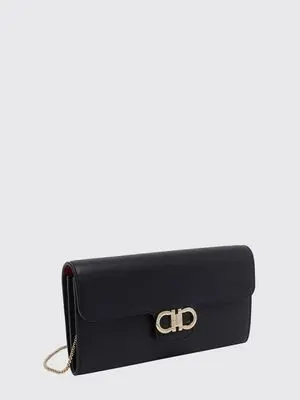 FERRAGAMO Gancini Grained Calf Leather Wallet On Chain With Removable Strap