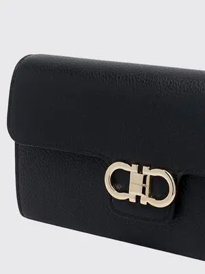 FERRAGAMO Gancini Grained Calf Leather Wallet On Chain With Removable Strap