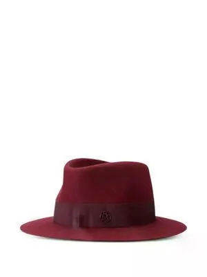 MAISON MICHEL André Logo-detail Fedora Hat - Red