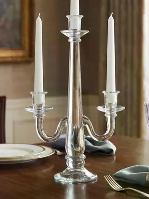 ENZO DE GASPERI Three-light Glass Candelabra