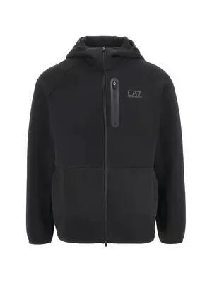 EA7 Natural Ventus 7logo-print Zip-up Hoodie - Black