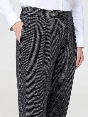 Emporio Armani Chevron Cotton-blend Wide-leg Trousers