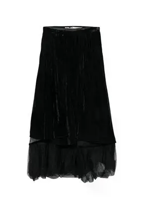 ROMEO GIGLI 1990s Velvet Layered Midi Skirt