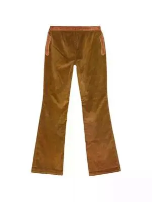 Dolce & Gabbana 2000s Leaf Appliqué Corduroy Flared Trousers