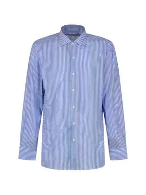 FINAMORE 1925 Vertical-stripe Shirt - Blue