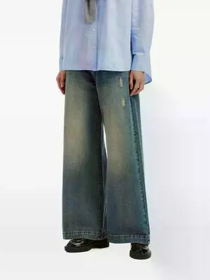 B+AB Distressed Wide-leg Jeans