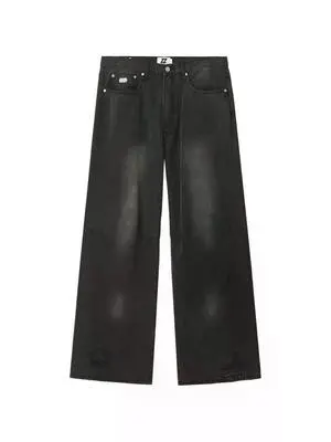 Izzue Distressed Wide-leg Jeans - Black