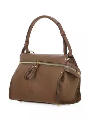 VISONA` Felicita Noce Grained Leather Shoulder Bag