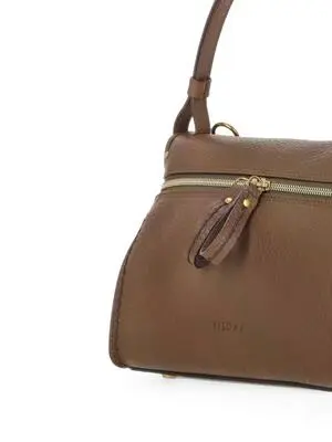 VISONA` Felicita Noce Grained Leather Shoulder Bag