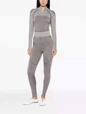 Casablanca Monogram Print Half-zip Top - Grey