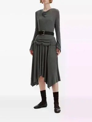 TOUT A COUP Belted Handkerchief-hem Midi Dress