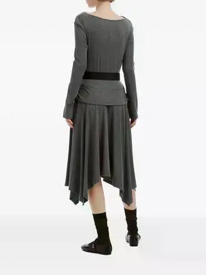 TOUT A COUP Belted Handkerchief-hem Midi Dress