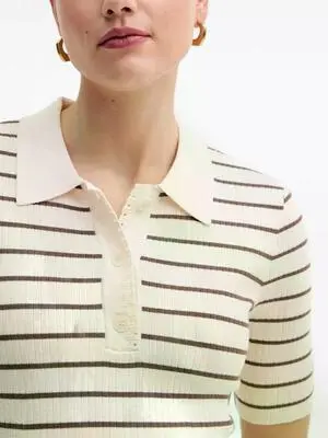 MOS MOSH Striped Ribbed Polo Shirt