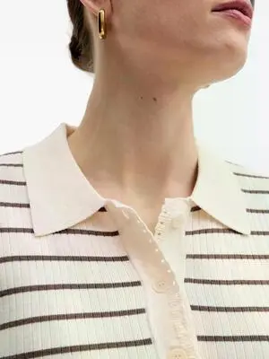 MOS MOSH Striped Ribbed Polo Shirt