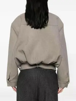 LA PISCINE Belted High-neck Bomber Jacket - Grey
